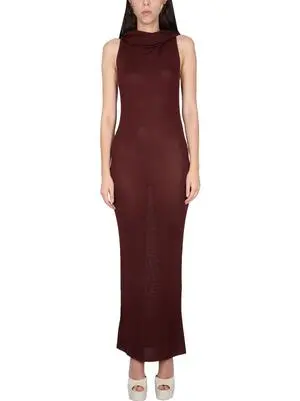 Saint Laurent Viscose Hooded Dress - Multicolor