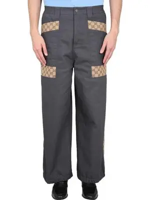 Gucci Cotton Fabric Pants With Gg Inserts - Multicolor