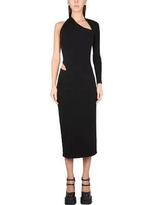 Versace Asymmetrical Neckline Jersey Dress - Black