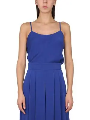 Max Mara Silk Charmeuse Top With Thin Epaulettes - Blue