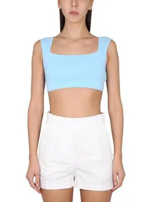 Max Mara Cropped Top With Square Neckline - Multicolor