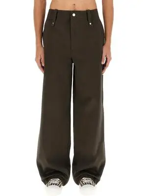 Burberry Cotton Wide Leg Trousers - Brown