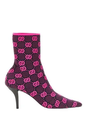 Gucci Knitted Ankle Boots With Gg Motif - Multicolor