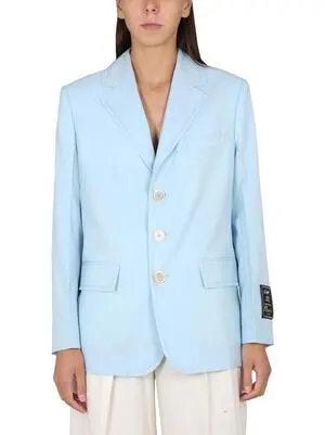 Marni Cool Wool Long Blazer With Lapels - Multicolor