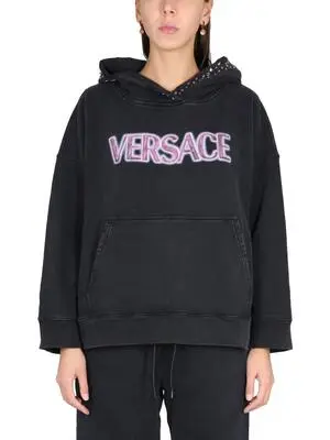 Versace Sweatshirt With Stud Embellishments - Black