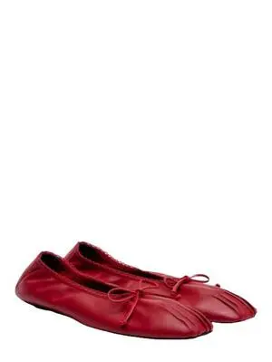 Magda Butrym Leather Ballet Flats With Bow Detailing - Red