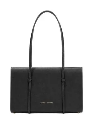 Carolina Herrera Luci Grained Leather Shoulder Bag - Black