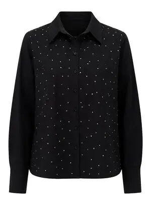 EXQUISE Jamie Embellished Long Sleeve Shirt - Black