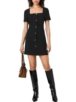 French Connection Azra Button Front Mini Dress - Black