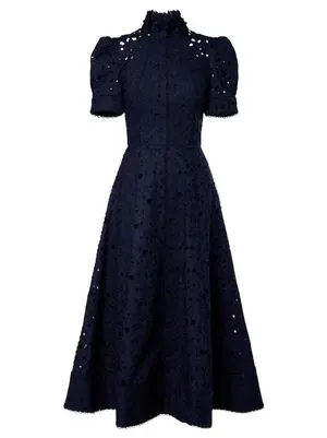 Rebecca Vallance Kitsu Broderie Anglaise Midi Dress - Blue
