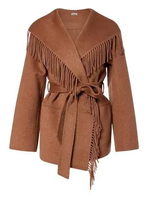Simkhai Rowen Wool-blend Jacket With Fringe Detail - Brown