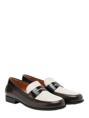 TOD'S Leather Penny Loafers - Black