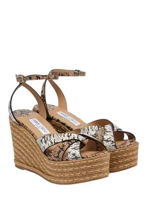 JIMMY CHOO Jimmy Choo Korra Snake-Print Leather Platform Espadrilles Multicoloured