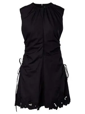 SIR. Klara Ruched Cotton Mini Dress - Black
