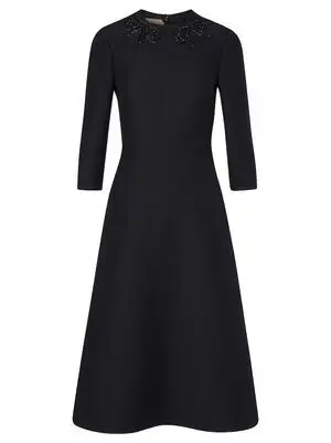 Valentino Garavani Crepe Couture Embellished Midi Dress - Black