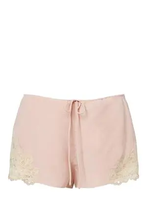 DE LA VALI Elia Lace-trimmed Crêpe De Chine Shorts - Pink