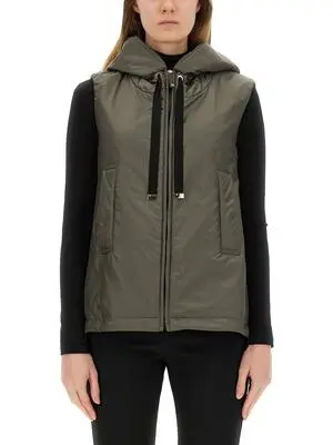 Max Mara S MAX MARA Sleeveless Hooded Vest Gray