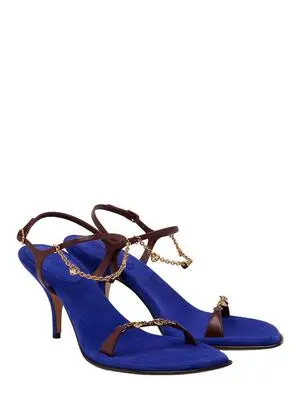 Chloé Embellished Leather Sandals - Blue