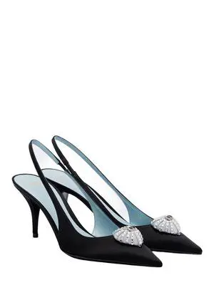Valentino Garavani Embellished Velvet Slingback Pumps - Black