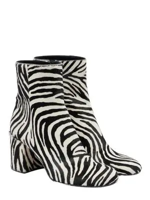 GIANVITO ROSSI Joelle Zebra Print Calf Hair Ankle Boots - Black
