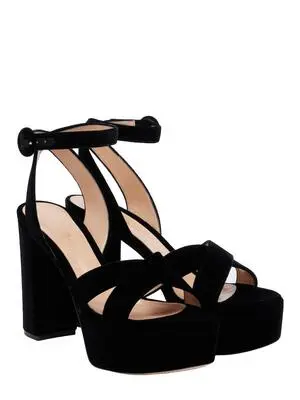 GIANVITO ROSSI Sabrina Velvet Platform Sandals - Black