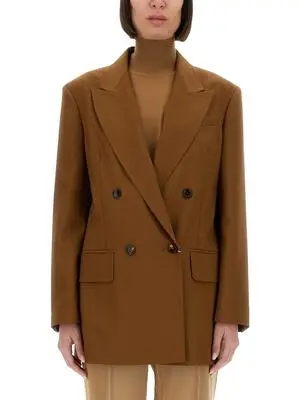 Max Mara Max Mara Wool Blend Double-Breasted Jacket Brown