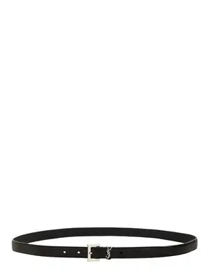 Saint Laurent Thin Cassandre Belt - Black