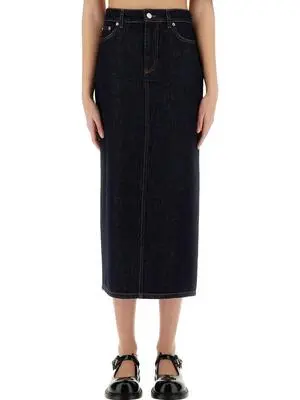 Moschino Long Denim Skirt - Blue