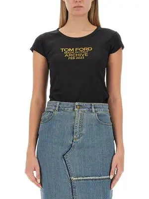 TOM FORD Slim Fit Logo T-shirt - Black