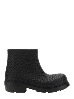 Bottega Veneta BOTTEGA VENETA Fireman Leather Woven Boots Black