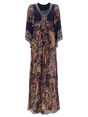 Etro Long Dress With Paisley Print - Multicolor
