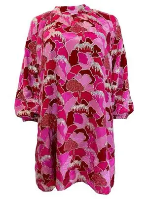 LAURA CITRON Embroidered Silk Dress - Pink