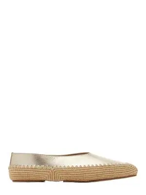Gabriela Hearst Metallic Leather And Raffia Flat Espadrilles - Gold