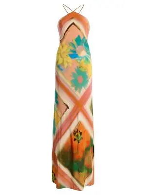 Staud Cubism Crepe De Chine Maxi Dress - Multi