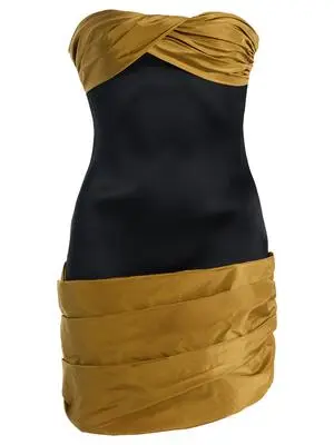 Burc Akyol Satin-cady Mini Dress With Taffeta Trim - Multi