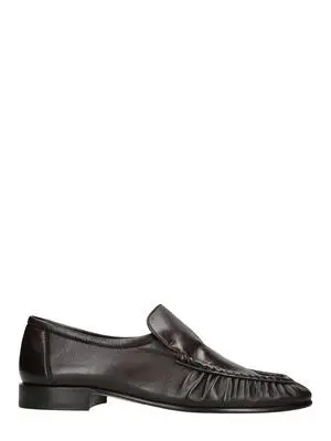 THE ROW Soft Moccasin Two Leather Loafers - Brown
