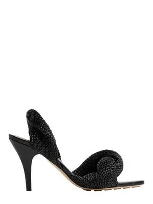 Bottega Veneta Lambskin Woven Grace Slingback Sandals 90 - Black