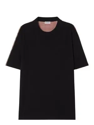 Burberry Cotton Check Back T-shirt - Black
