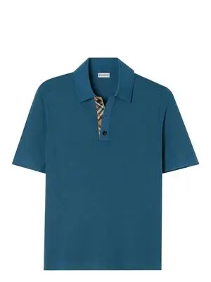 Burberry Wool Check-trim Polo Shirt - Blue