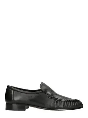 THE ROW Soft Moccasin Two Leather Loafers - Black