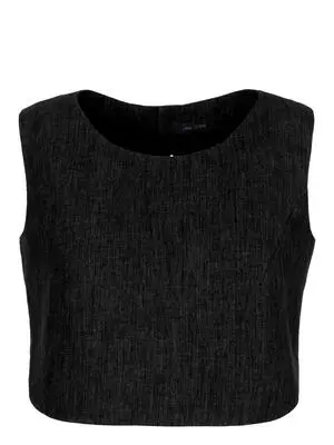 JANA COSHÈ Open Back Linen Crop Top - Black