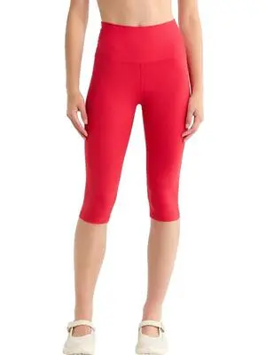 Year Of Ours Ribbed High Waist Capri Leggings - Cherry