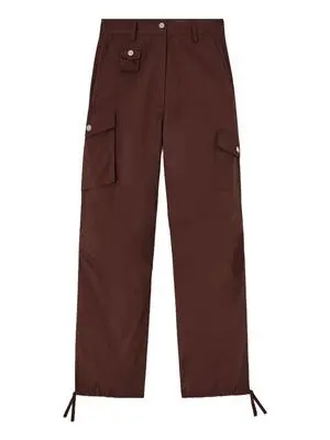 GANNI Organic Cotton Cargo Trousers - Brown