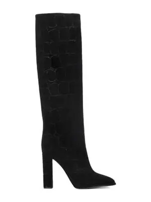LE SILLA Knee-high Croc-effect Boots - Black