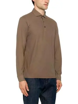 JEORDIE'S Long-sleeve Polo Shirt - Brown
