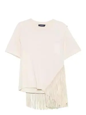 Sportmax Fringe Detail T-shirt - Neutrals