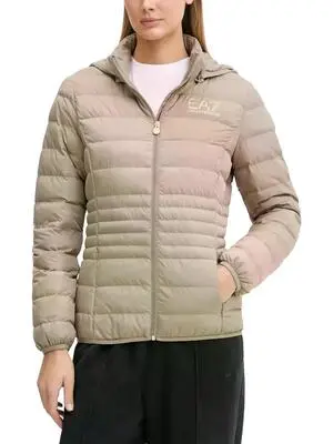 EA7 Hooded Quilted Down Jacket - Neutrals