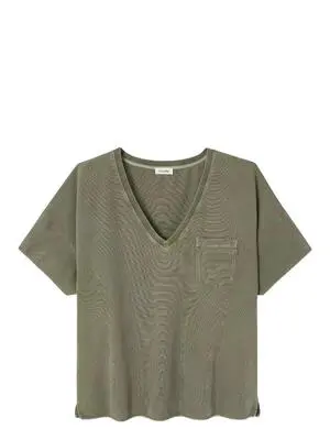 American Vintage Lycaz V-neck Cotton T-shirt - Green