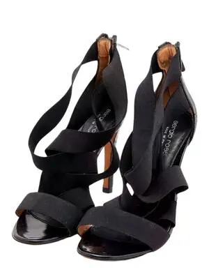 SERGIO ROSSI Patent Leather Elastic Strappy Sandals - Black