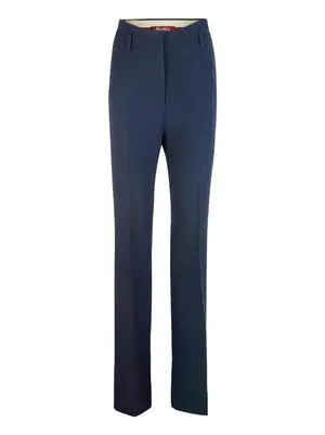 Max Mara Tailored Straight Leg Trousers With Button Detail - Blue